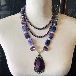 Hand Crafted | Jewelry | Handcrafted Purple Power Triple Strand Mixed ...